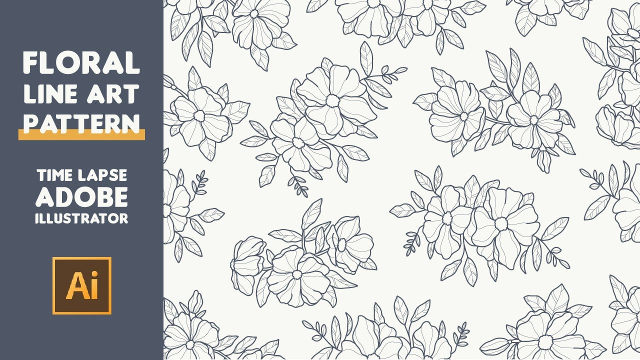 menggambar pattern line art bunga di adobe illustrator - YouTube