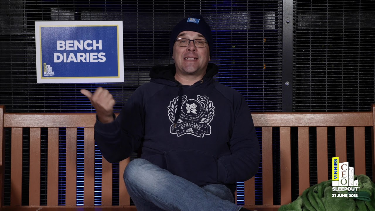 Steve Traplin Vinnie CEO Sleepout Bench Diary 2018 - YouTube