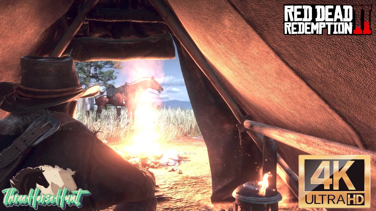 Relaxing Rain Cozy Campfire Wilderness ASMR for Sleep | RDR2 (4K) - YouTube