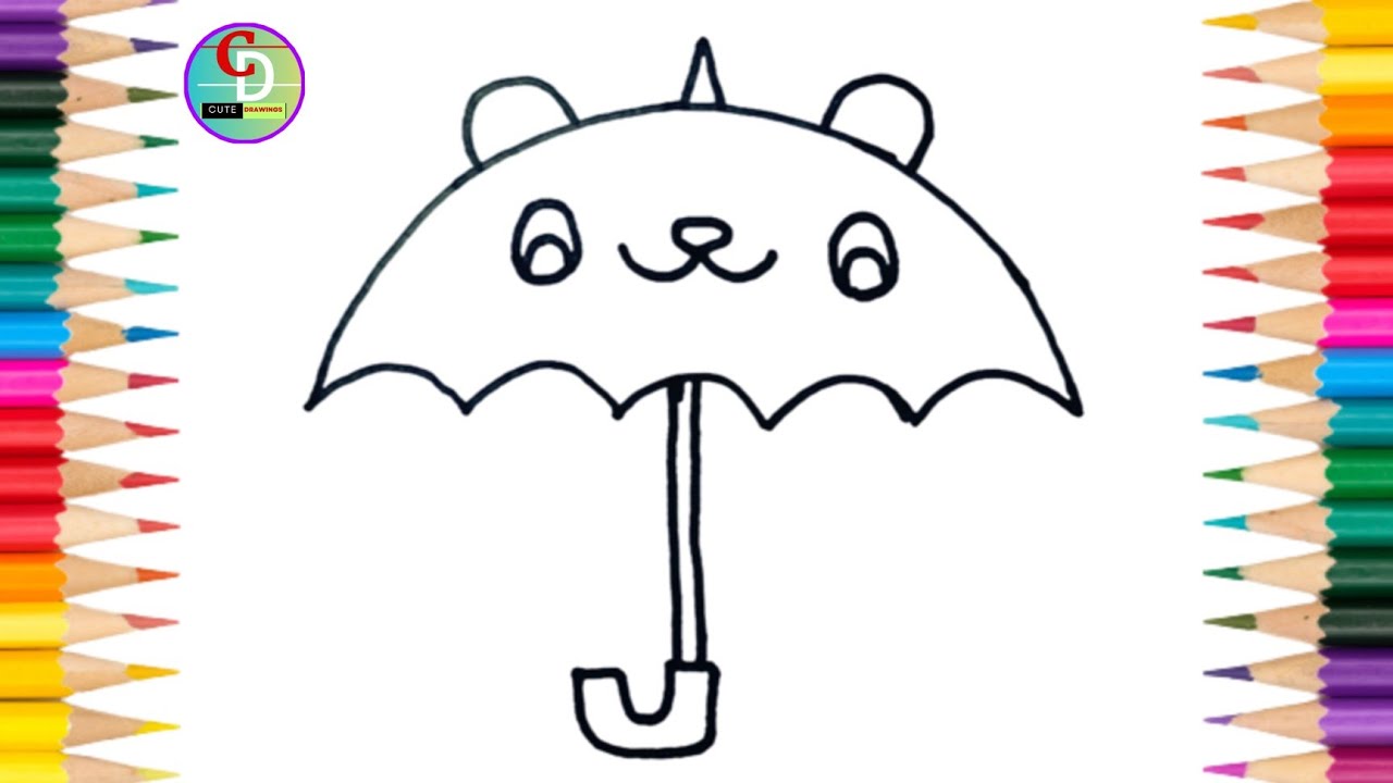 How to draw a cute umbrella || Easy Umbrella drawing for kids ...