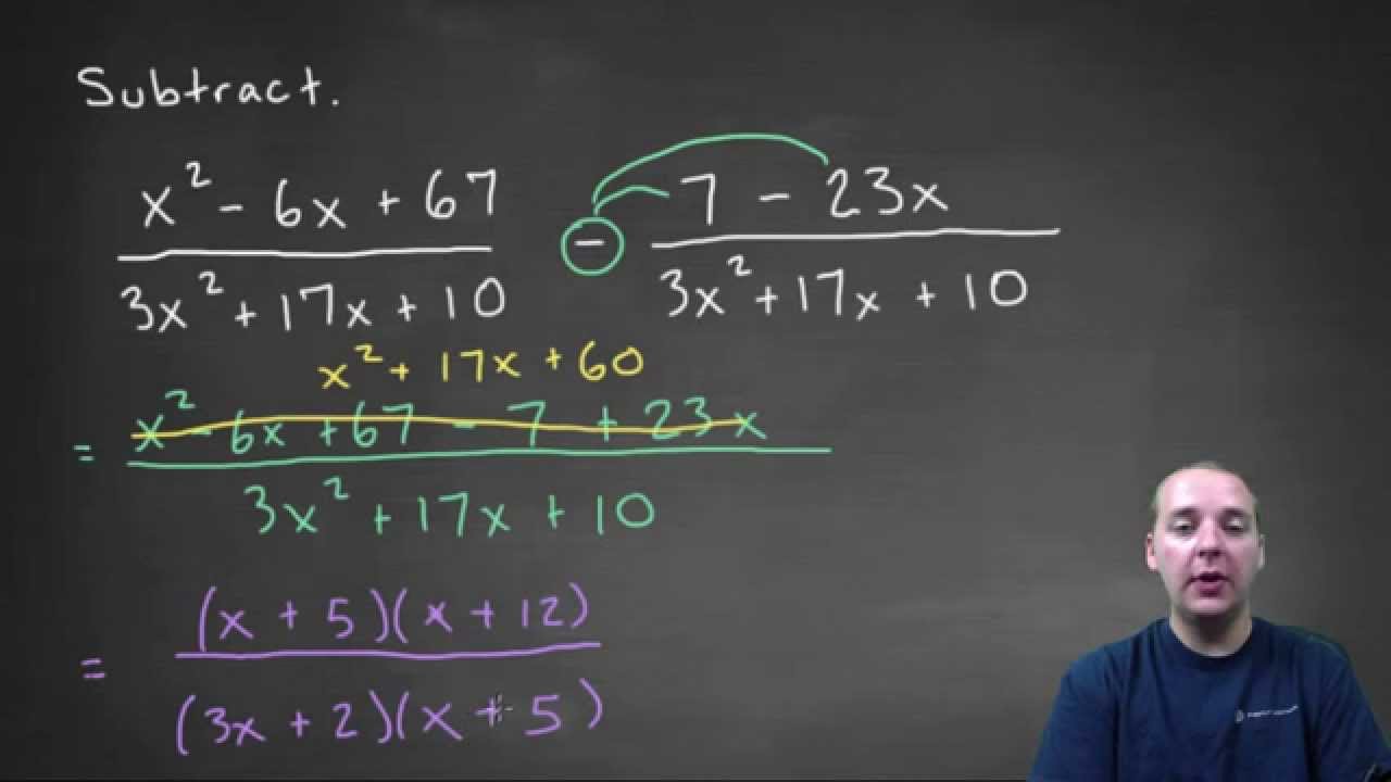 How To Subtract Rational Expressions Example 1 YouTube How To Subtract Rational Expressions Example 1 YouTube