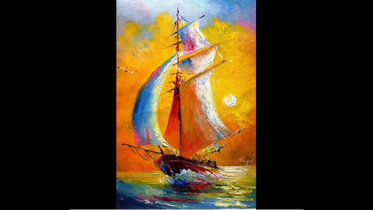 How I Paint seescape Just By 4 Colors Oil Painting seescape Step By ...