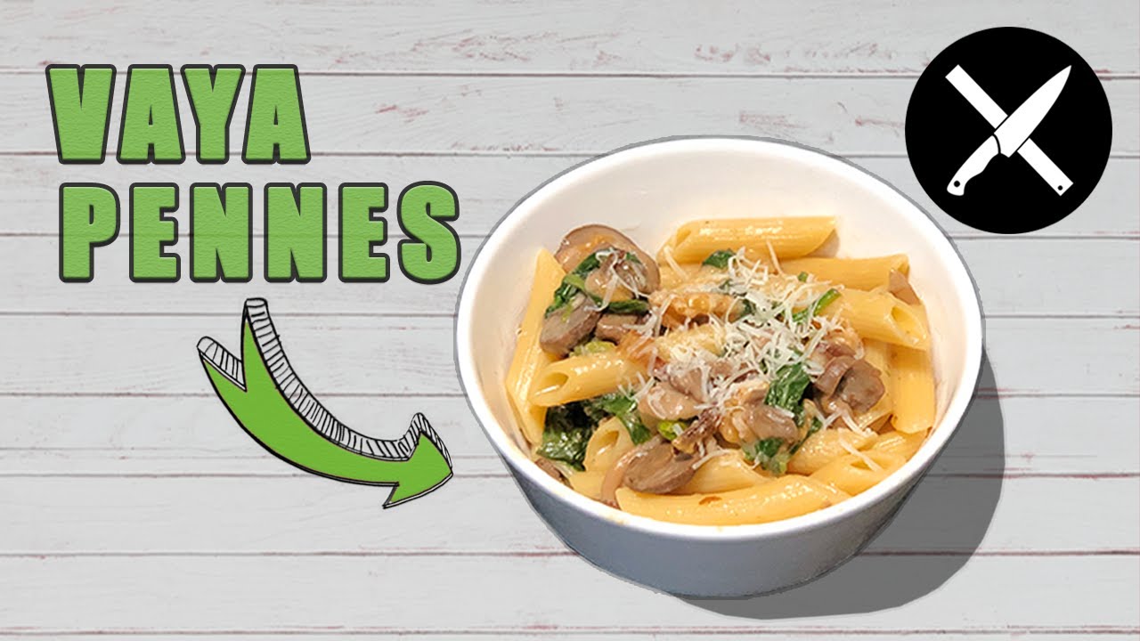 PASTA penne con CHAMPIÑONES 🍄y ESPINACAS 🥬 || RECETA fácil VEGETARIANA ...
