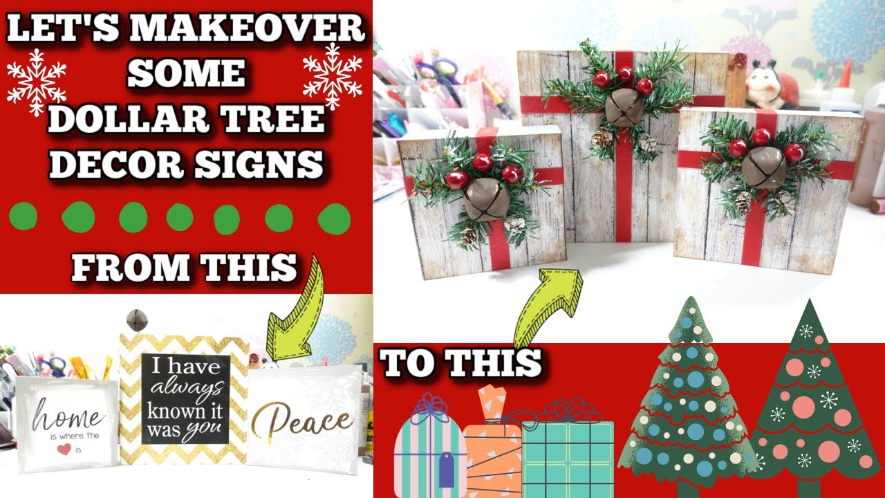 Makeover these Signs For Christmas With This Easy Dollar Tree Diy ...