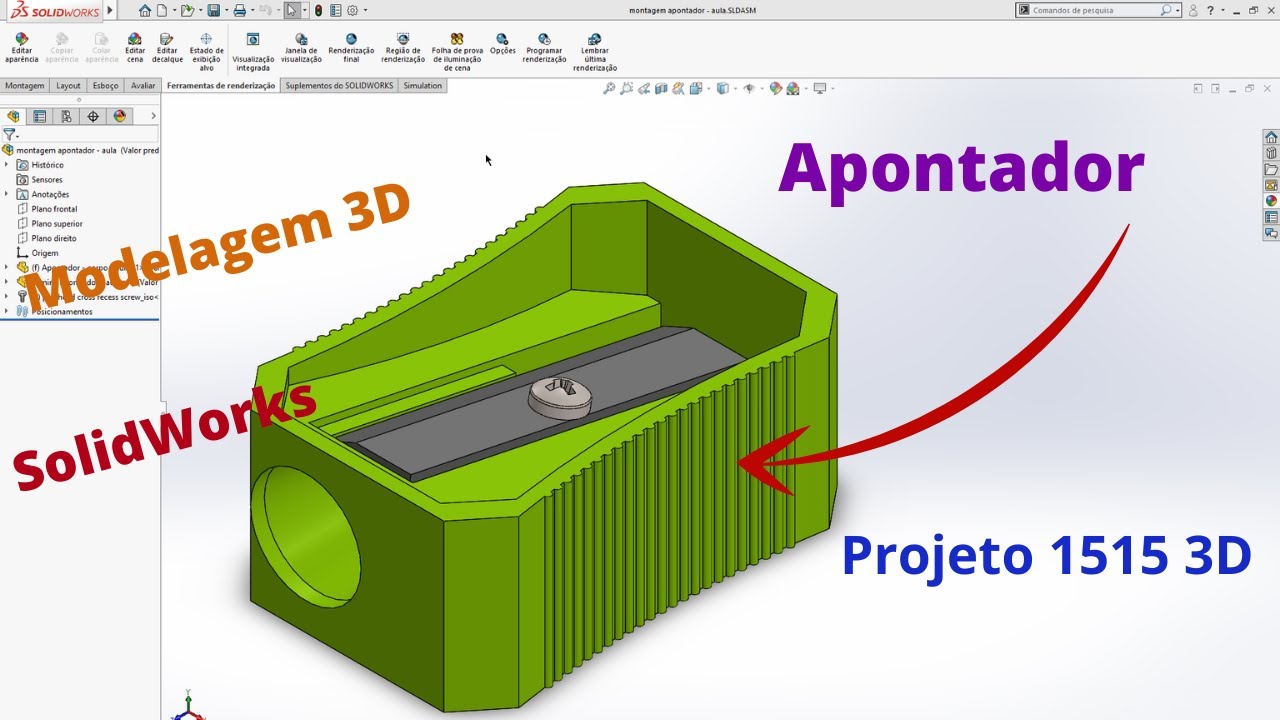 Modelando um apontador com SolidWorks | Projeto 15153D | Giovanni ...