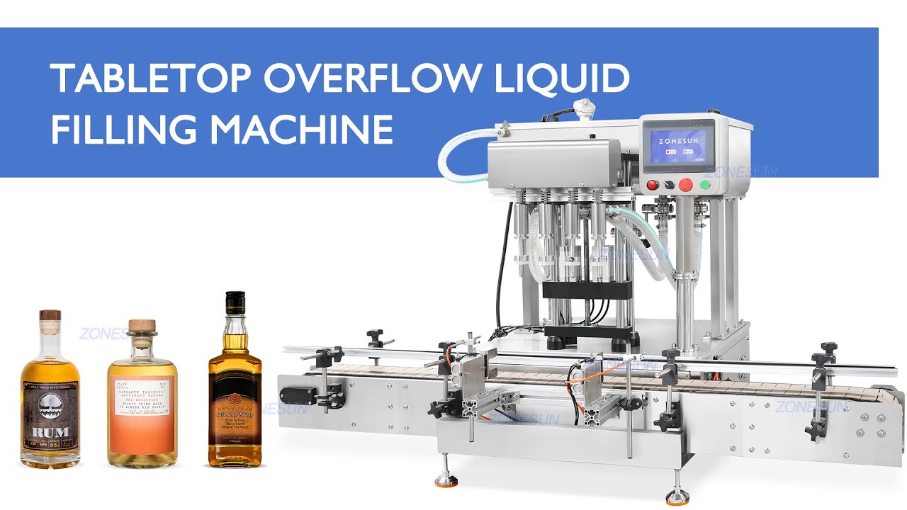 ZS-DTGZ400 Tabletop 4 Heads Automatic Liquor Whiksy Liquid Overflow ...