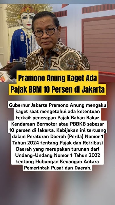 Pramono Anung Kaget Ada Pajak BBM 10 Persen di Jakarta - YouTube