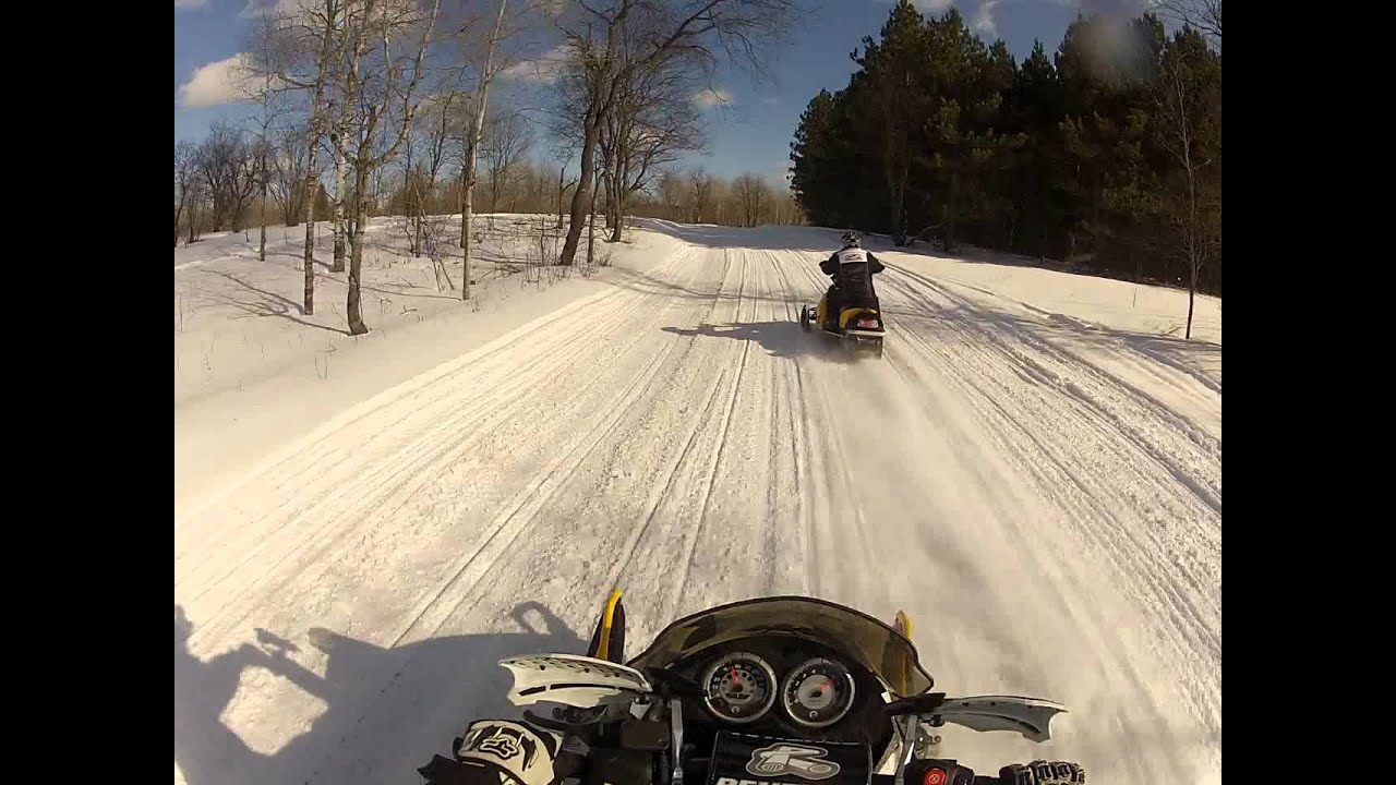 SNOWMOBILE TRAIL RIDE IN NORTHERN MICHIGAN 2012 - YouTube