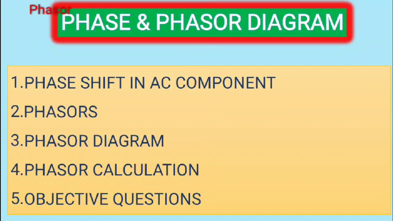 Phasor Diagram | Lecture 1 | Phase shift in AC | - YouTube
