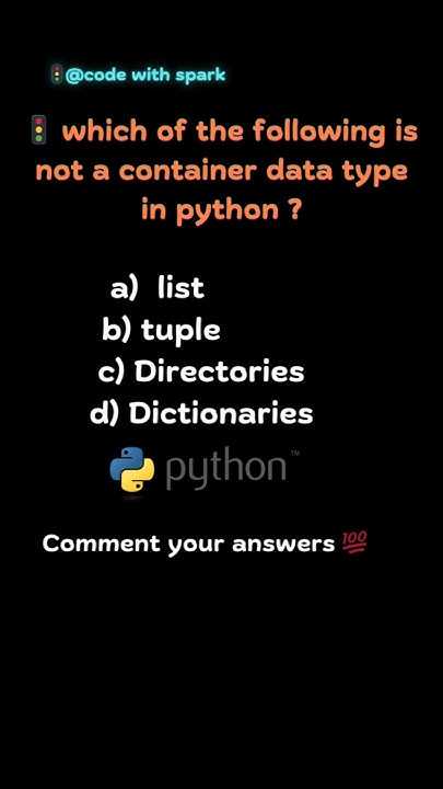 Container datatypes in python 👍💥//#pythonquiz #python #programming #shorts #shortsfeed #mcq ...