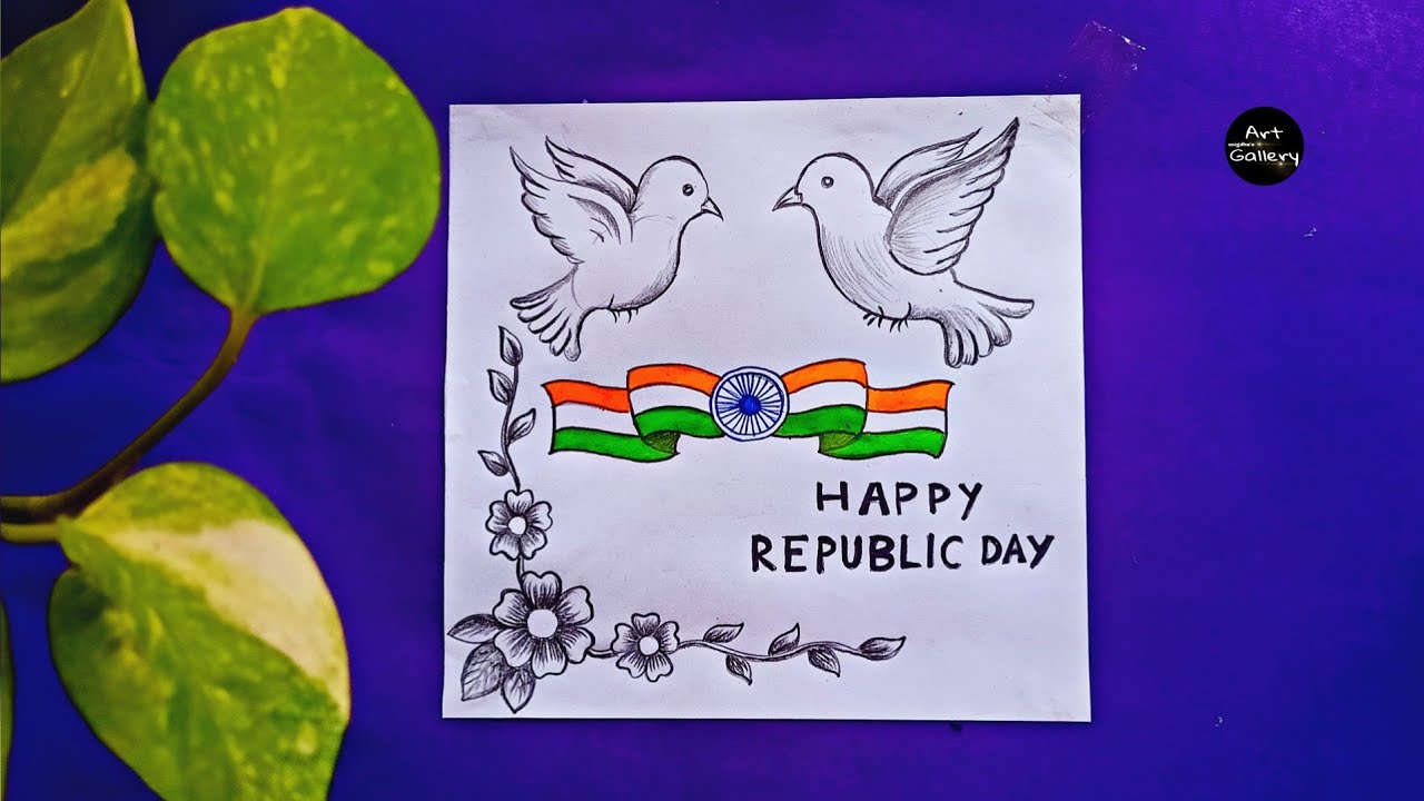 How to draw republic day drawing easy with pencil sketch। republic day ...