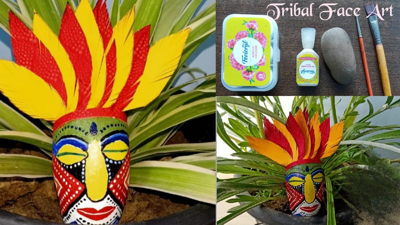 Tribal Face Mask Art// Tribal Face Art on Stone// Tribal Mask DIY ...