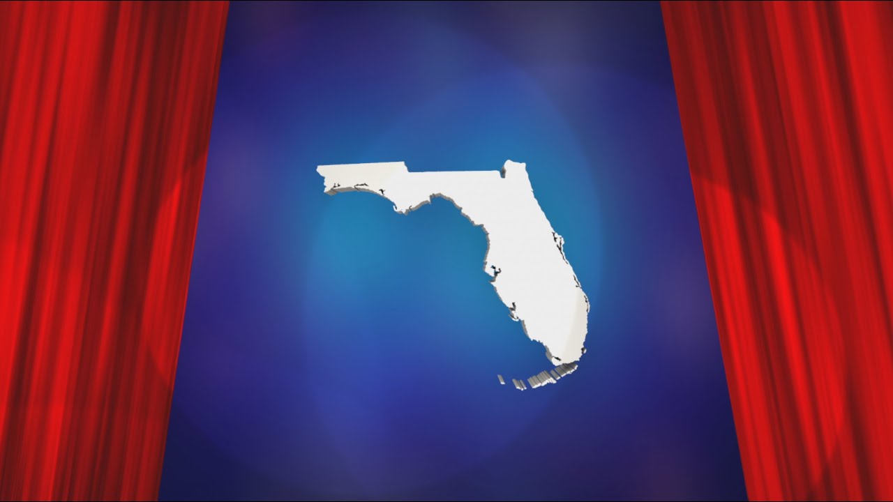 Florida State Map Spotlight Red Curtains Video Animated Movie Clip ...