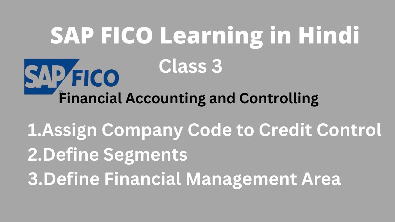 SAP FICO Class 3 Assign Company Code to Credit Control | Define ...