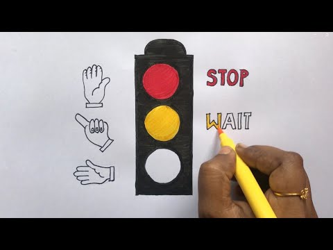 Traffic Signal drawing & coloring video for kids| How to draw a Signal ...