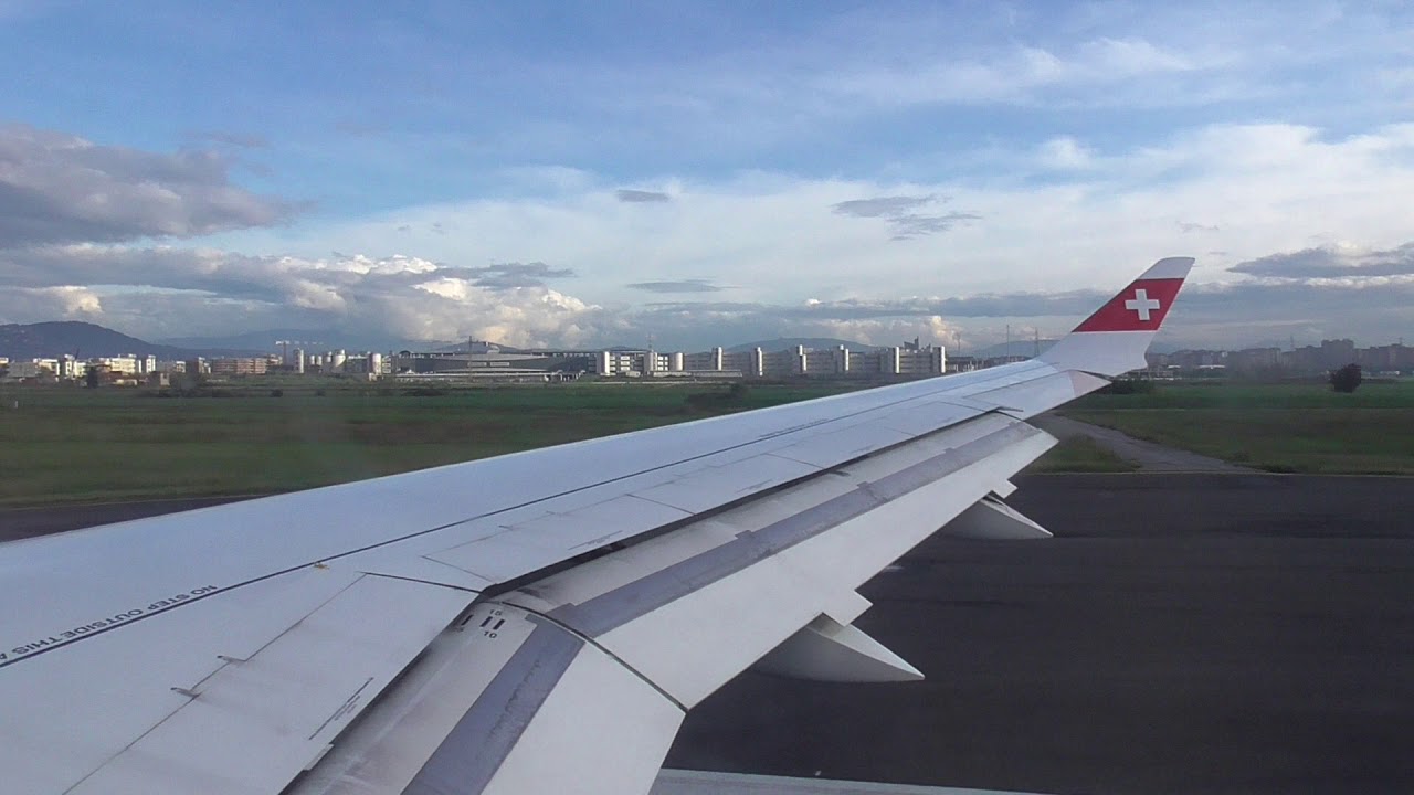 EXTREMELY SHORT TAKE OFF! Swiss Airbus A220-100 Take off from Florence ...