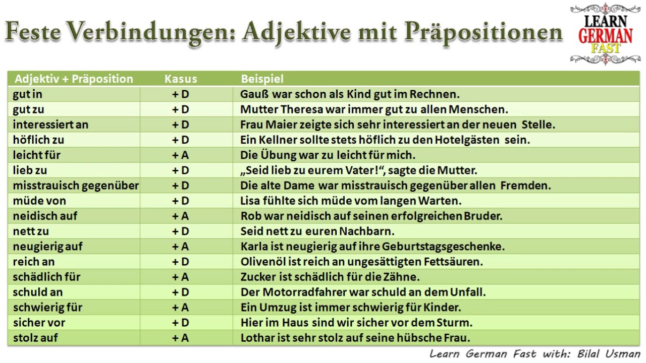 Einheit 5 Verben Mit Festen Prpositionen Regeln Liste Die 10