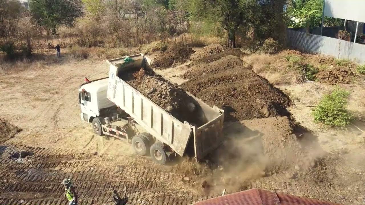 Starting New Project Processing Filling Land Up By Dozer SD16 & Dump ...