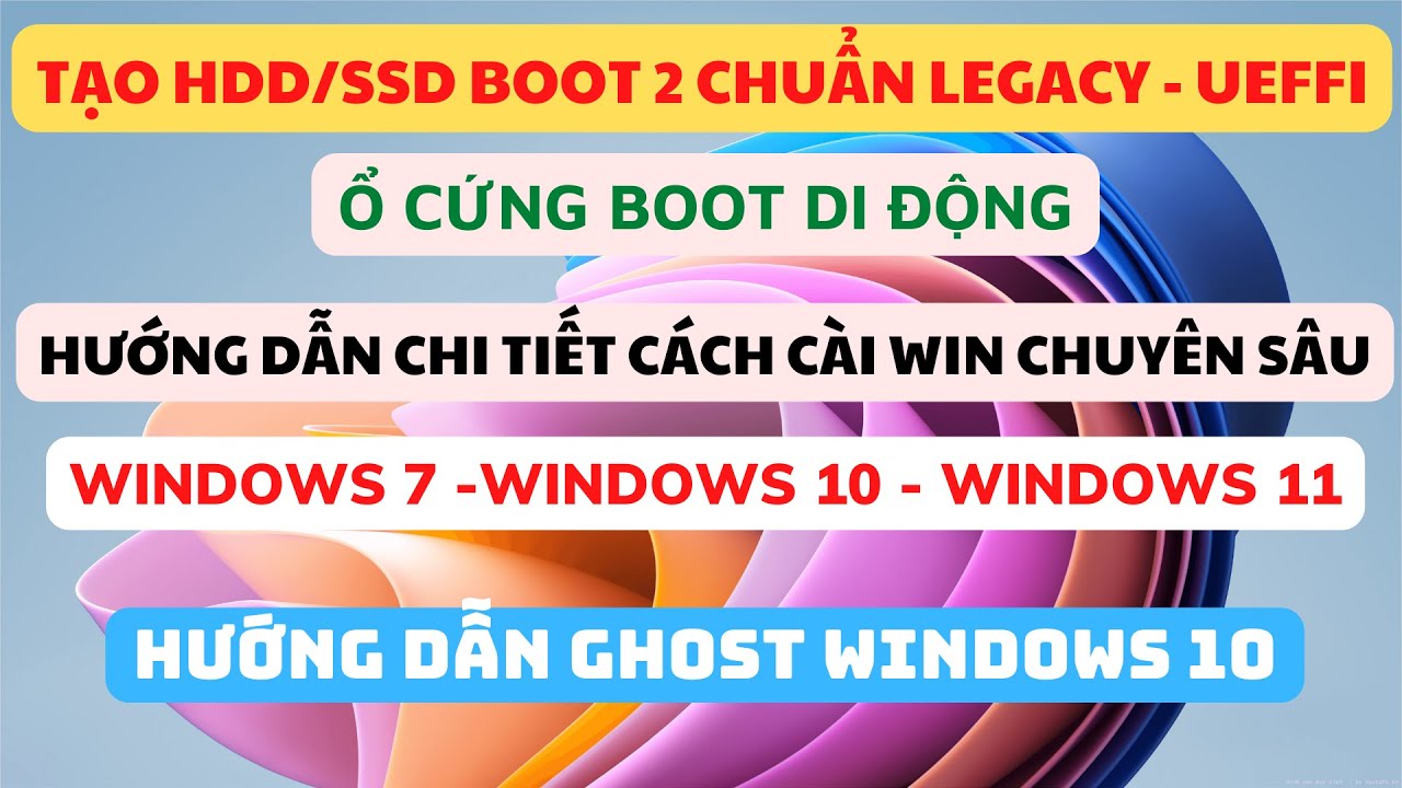 Cách Tạo HDD/SSD Boot Chuẩn Nhất - Cả 2 chuẩn UEFI và LEGACY, Cài Win10, Ghost Win10, Win 11 ...