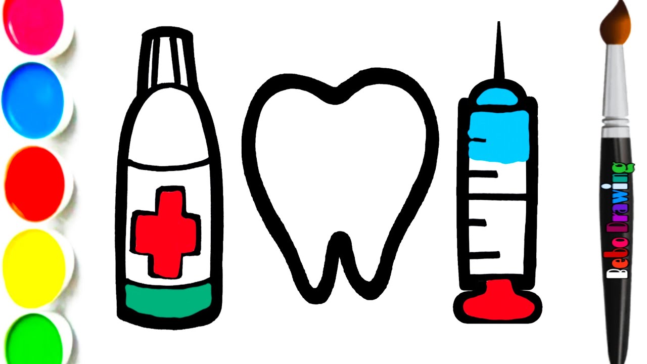 Doctor set drawing , and colouring and painting for toddlers,kids draw ...