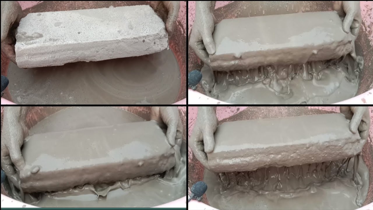 WaoO 😳 Reused cement slab's shape's full dipping and crumbling in water ...