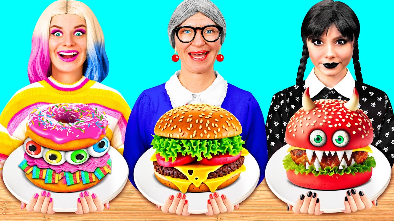 Wednesday बनाम दादी कुकिंग चैलेंज | पागल चुनौती AZaZa Challenge - YouTube