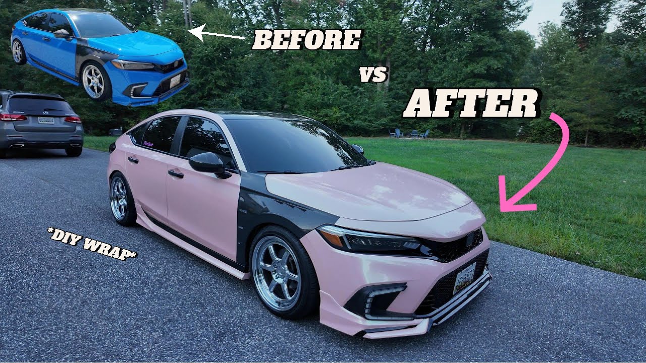 BEFORE VS AFTER CRAZY WRAP COLOR | HONDA CIVIC - YouTube