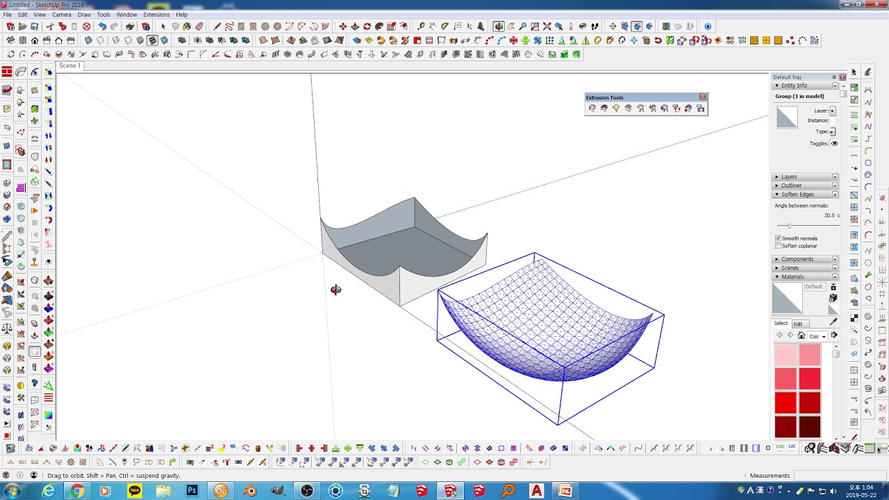 SketchUp tips_[질답] 곡면 만들기_Extrusion tools - YouTube