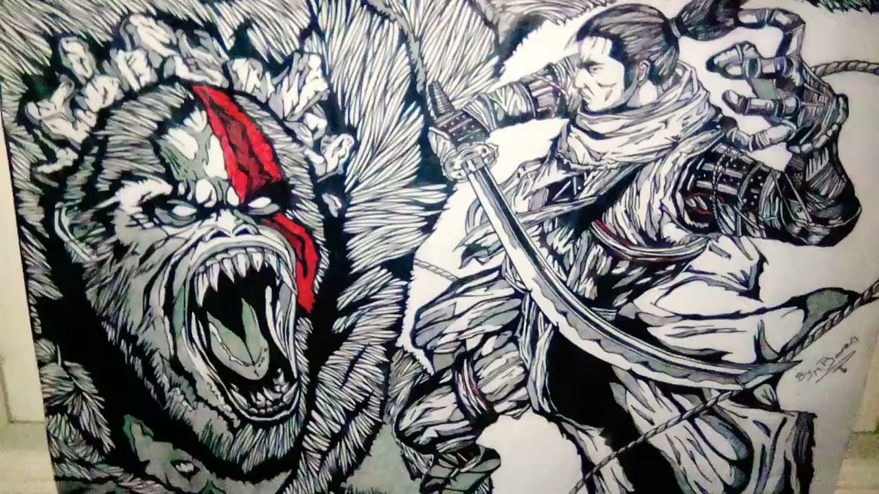 Drawing I did (Sekiro Vs Guardian Ape) 😈 👍 - YouTube