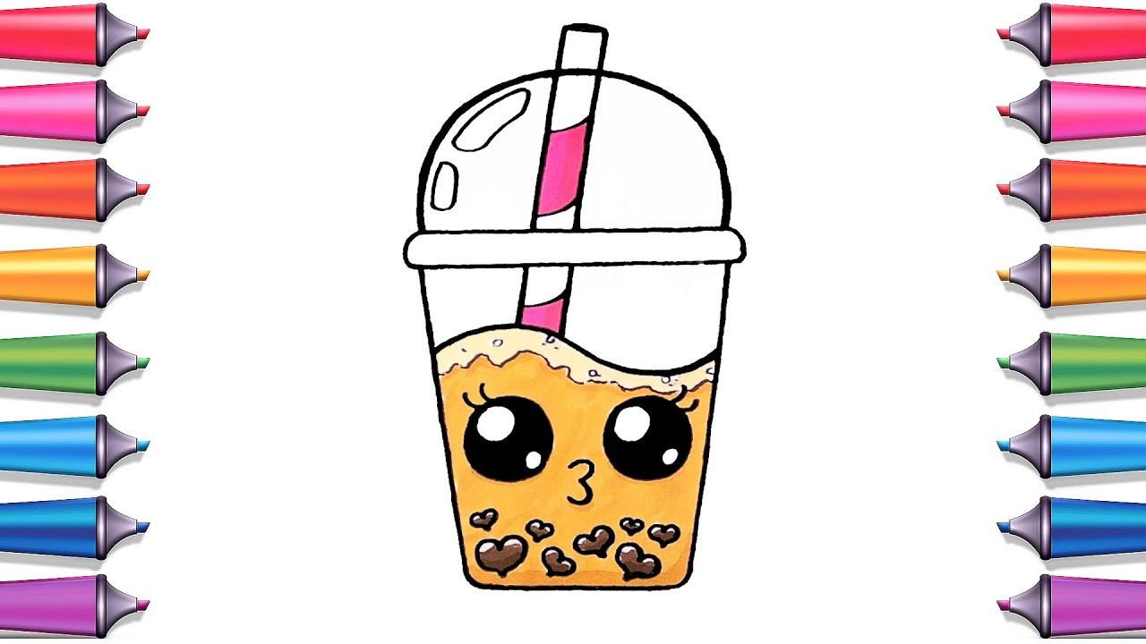 How to draw a cute boba drink step by step - YouTube