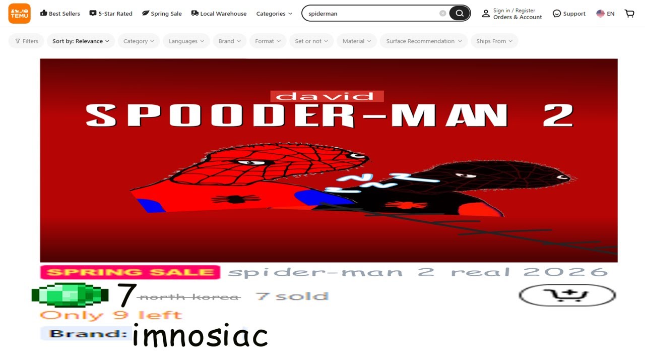 when you buy spider-man 2 from temu - YouTube