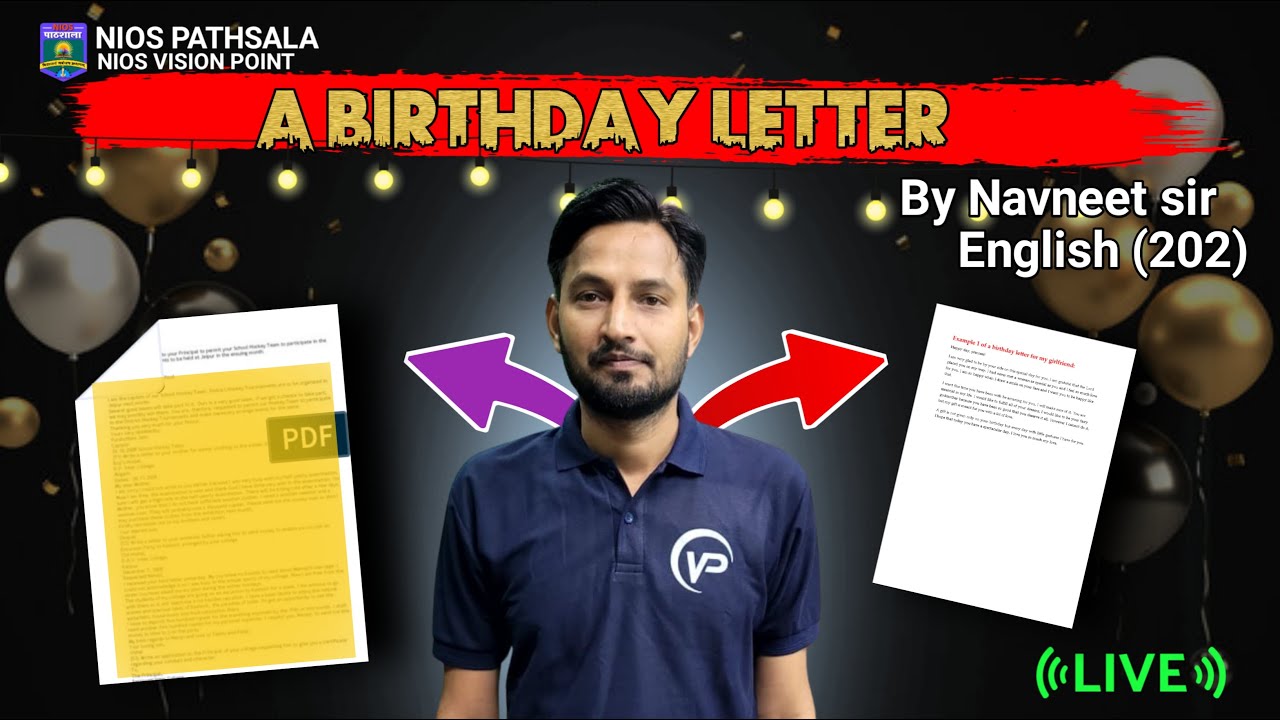 NIOS ENGLISH (202) Class 10th | A birthday letter | Navneet Pandey Sir ...