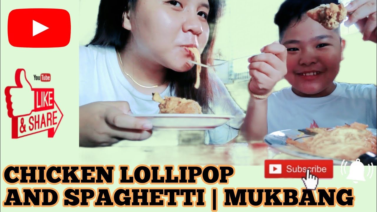 CHICKEN LOLLIPOP AND SPAGHETTI | MUKBANG by Shan and Wade Burlas # ...