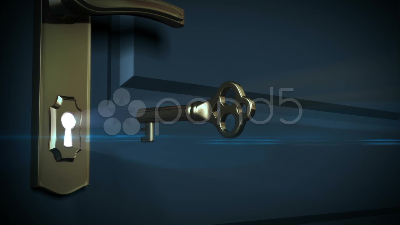 Key Unlocking Lock And Door Opening To A Bright Light stock footage ...