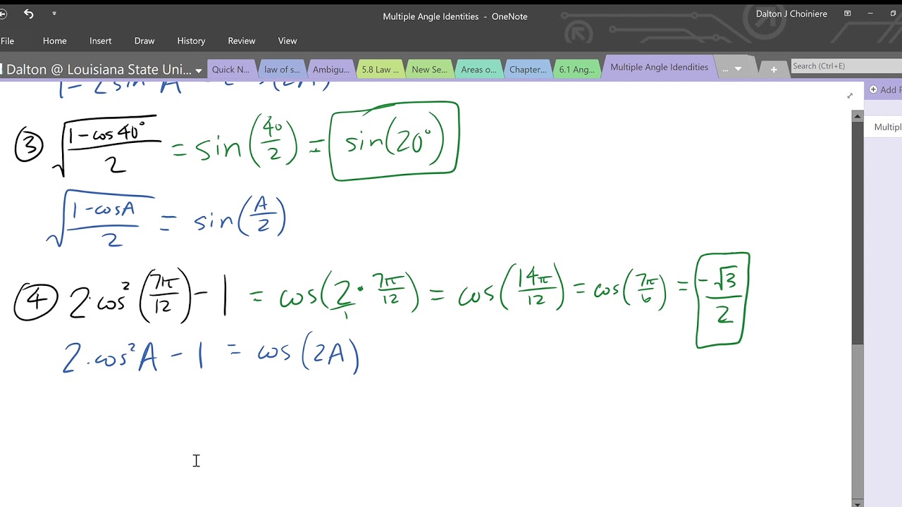 Multiple Angle Identities - YouTube