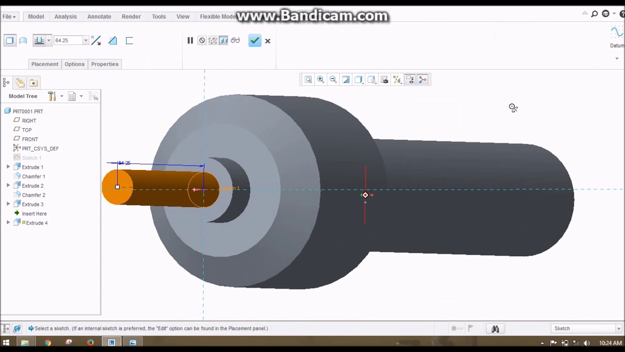 creo tutorial for Screw jack spindle part-1 - YouTube