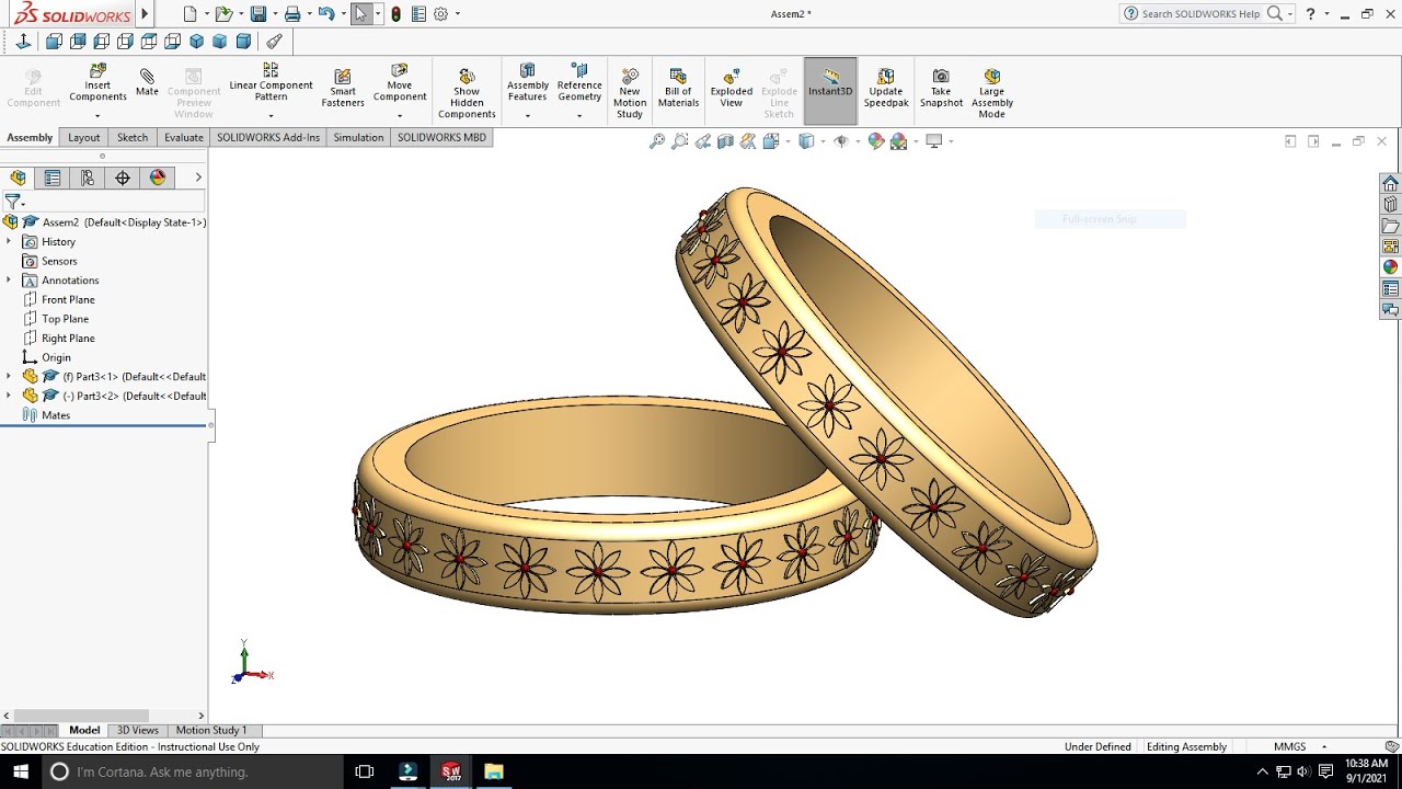 Modelling of Gold Ring using Solidworks - YouTube
