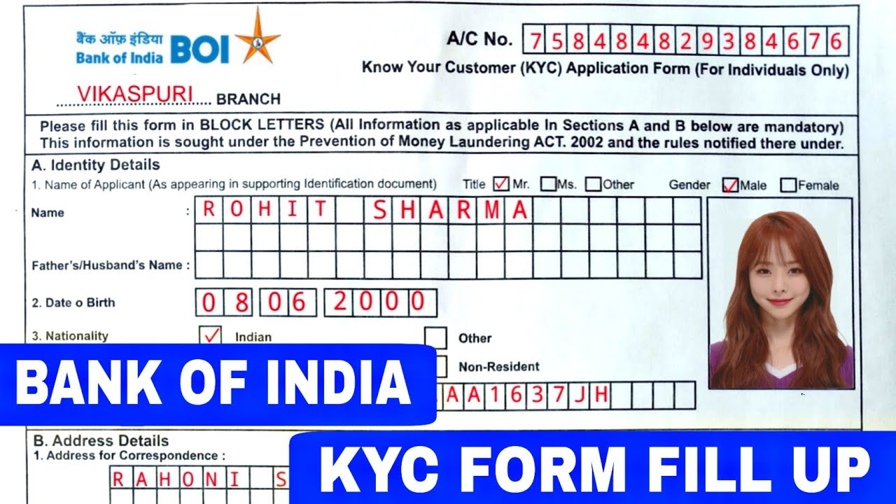 Bank of India KYC form Kaise bharen || Bank of India KYC form fill up ...