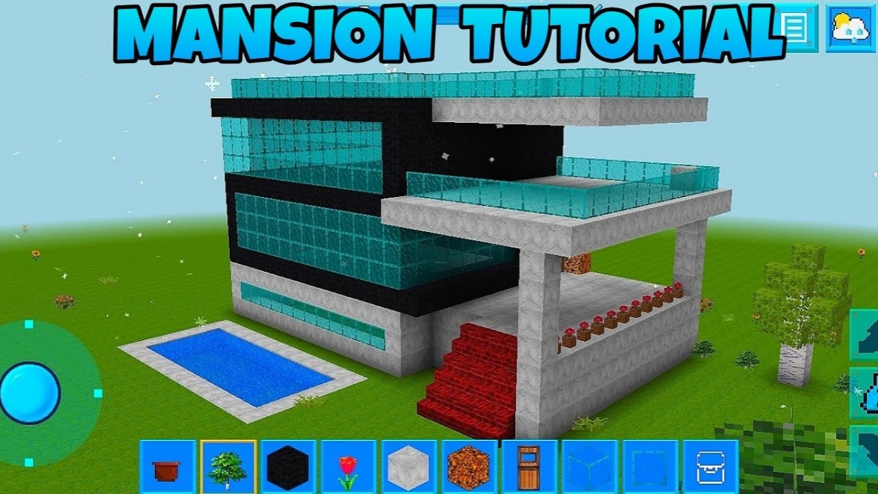 Realmcraft Modern Mansion Tutorial (with pool 🏊) | How to make a ...
