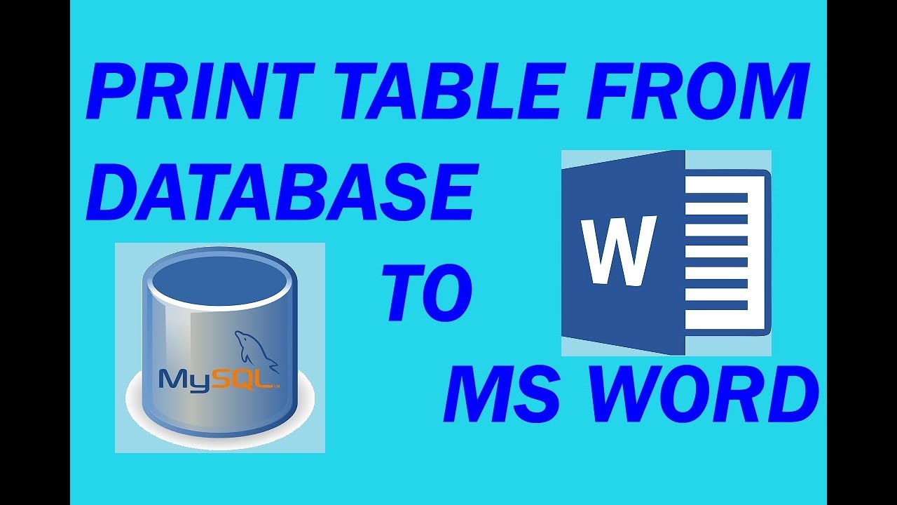 Print Table From Database To Excel Word Export Mysql Data In Excel