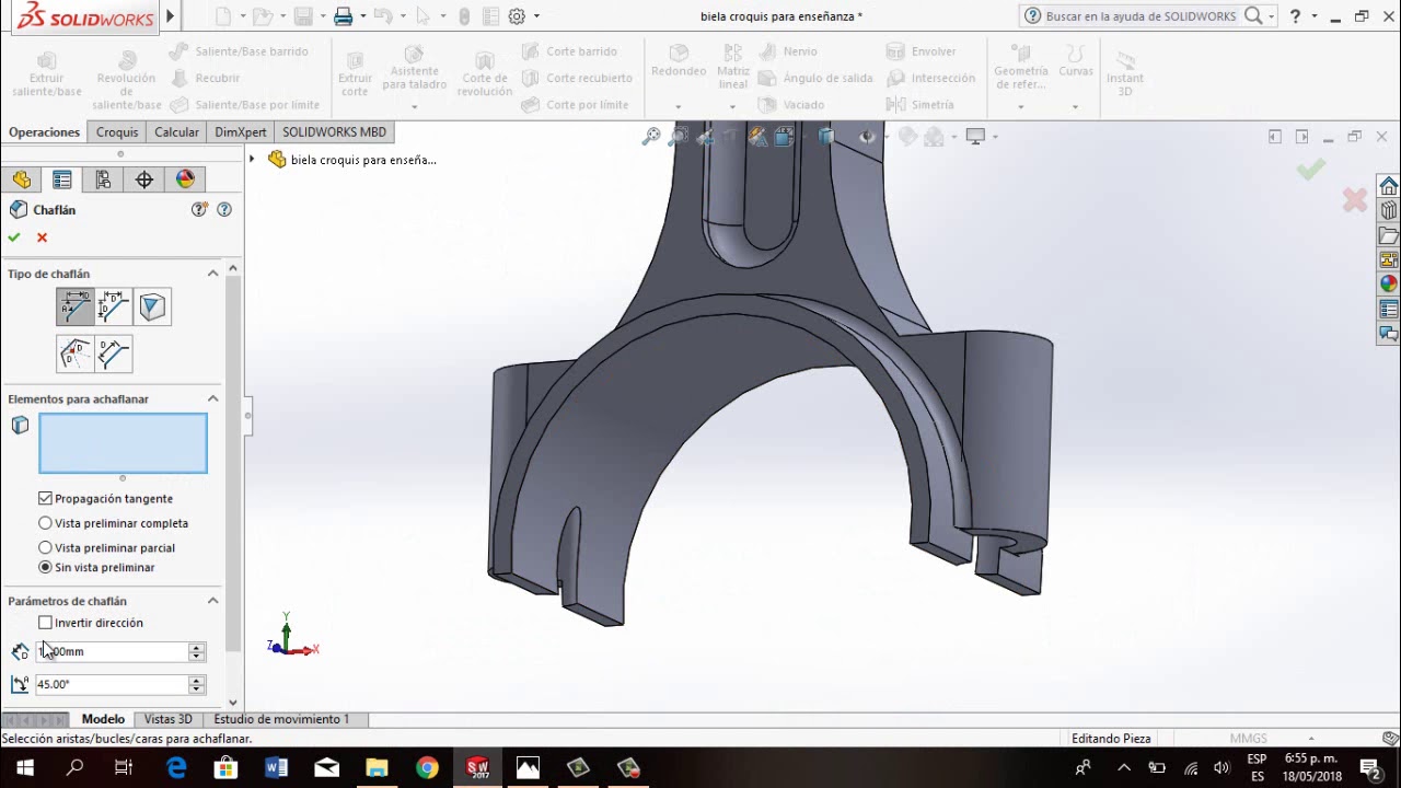 Solidworks Continuación del tutorial de Biela [Extrusión] - YouTube