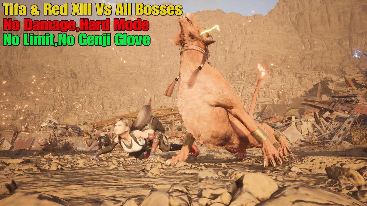 FFVII Rebirth Tifa & Red XIII Vs All Bosses (No damage, Hard Mode, No ...