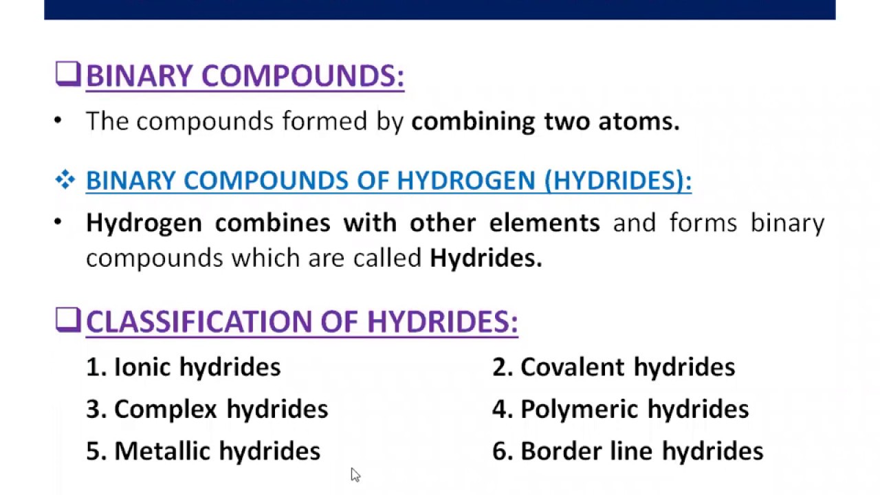 Lecture 13 | Sir Tanveer Ahmed | Hydrogen | Binary Compounds of ...