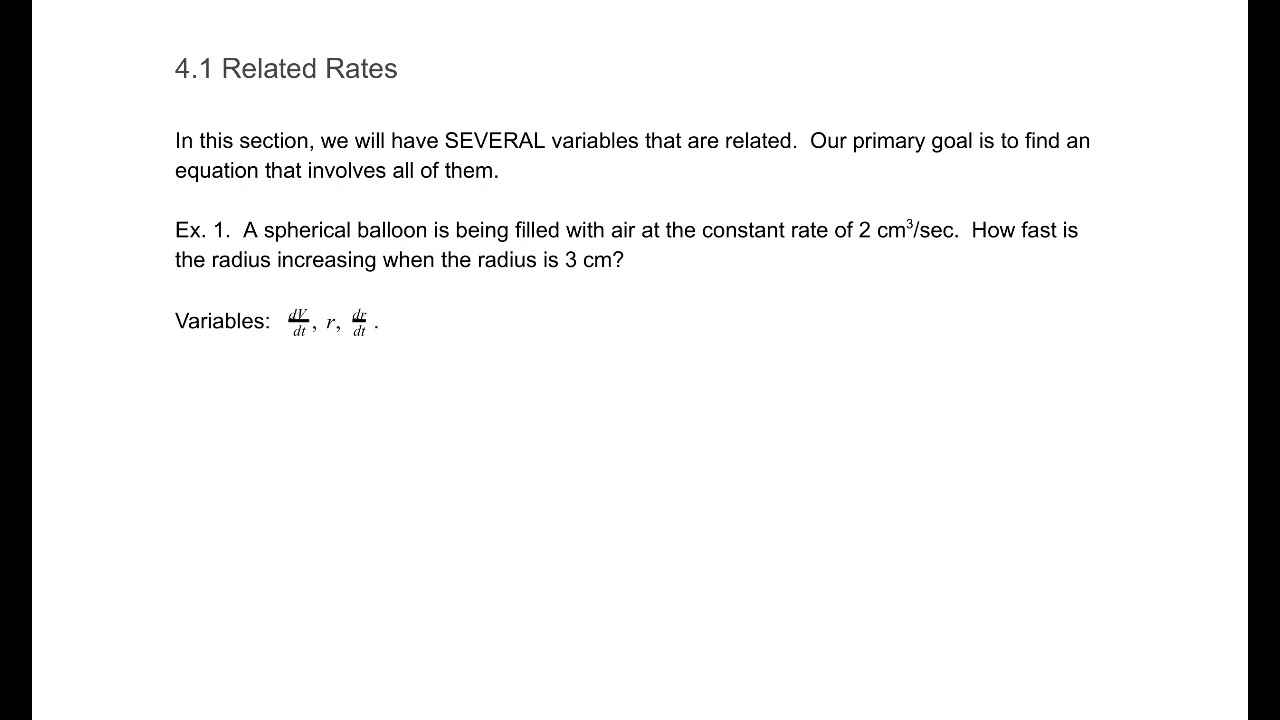 4.1 Related Rates - YouTube