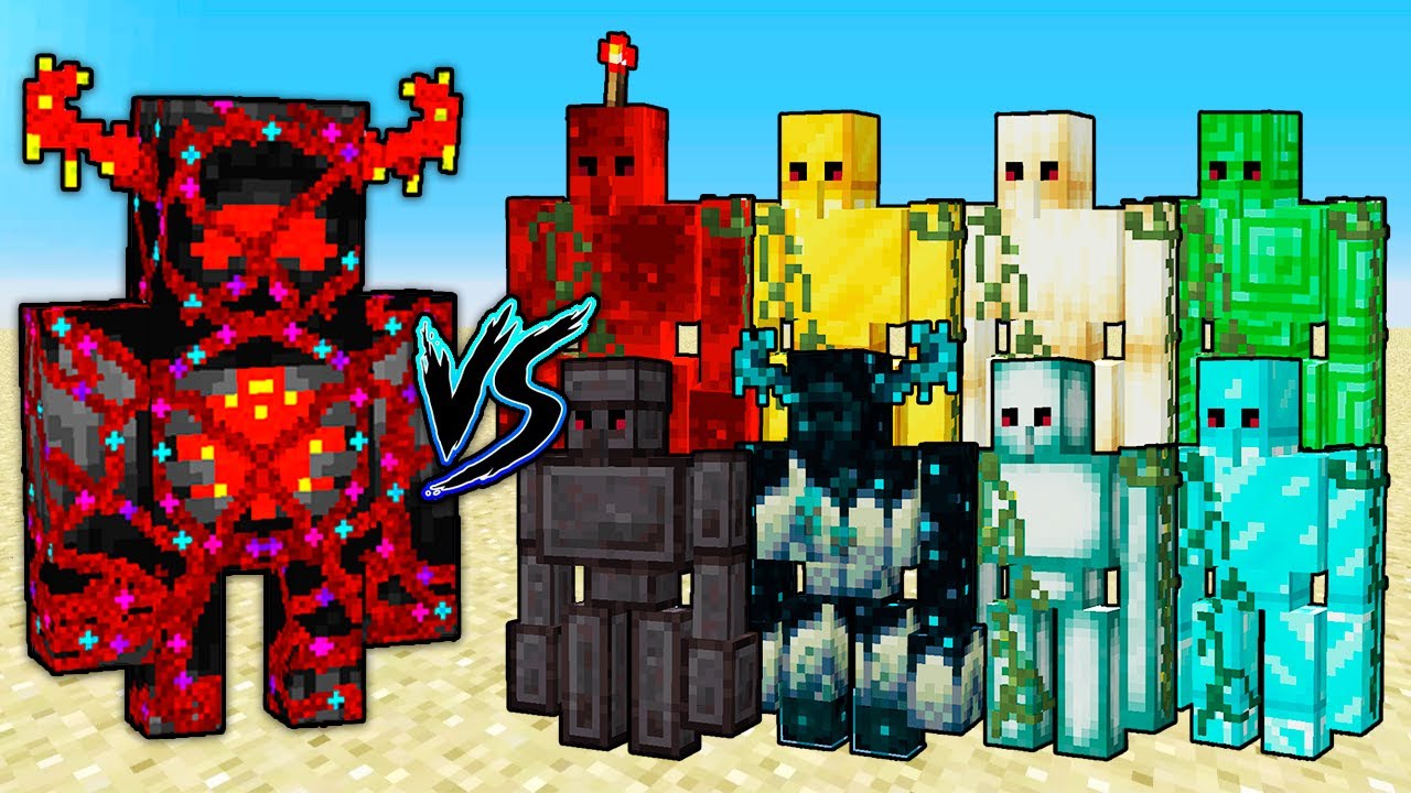 Demon Warden vs Extra Golems Minecraft Fight Mob Battle - YouTube