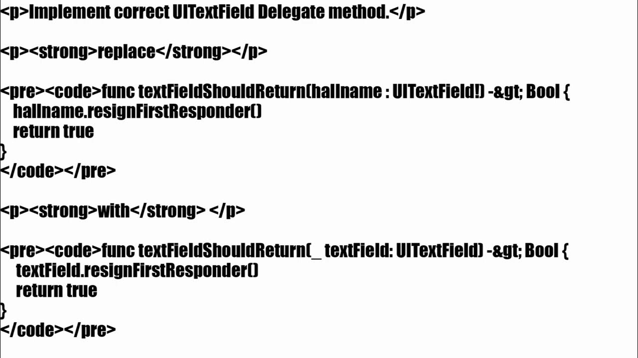 Swift: UITextField keyboard return key is not working - YouTube