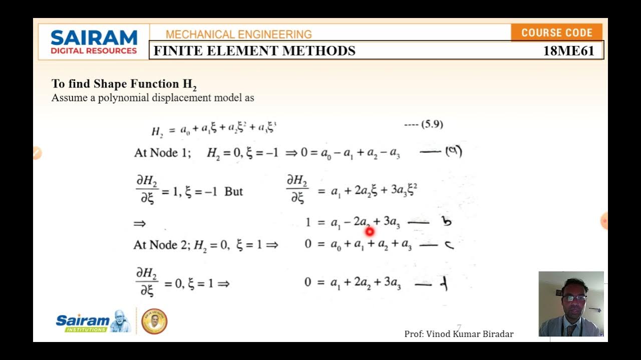 Lecture Video 5_18ME61_Module 3_Hermite Shape function of a Beam element _Vinod Biradar - YouTube