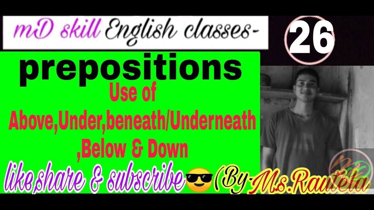 English lesson-26 | Use of Above, Under, underneath/beneath,Below and ...