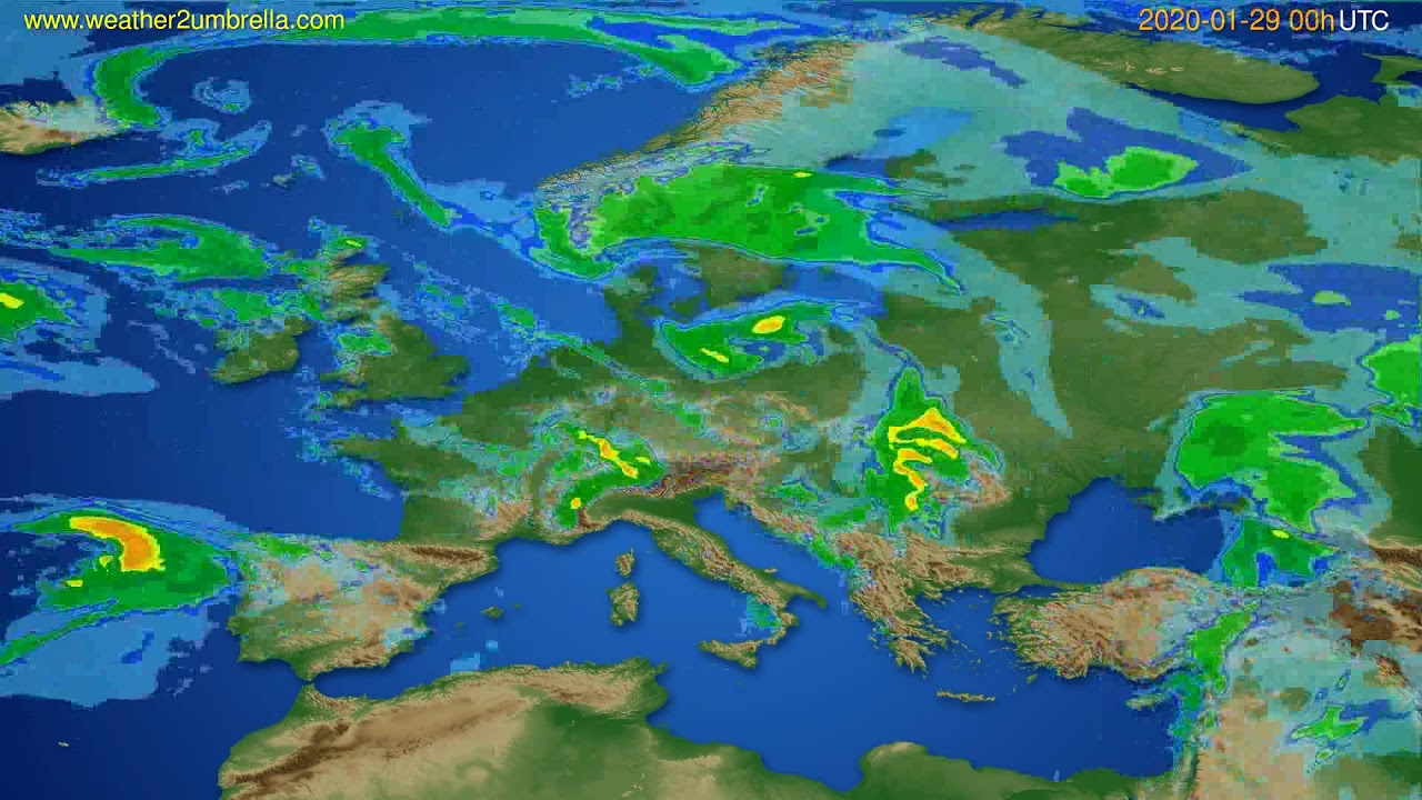 Radar forecast Europe // modelrun: 12h UTC 2020-01-28 - YouTube