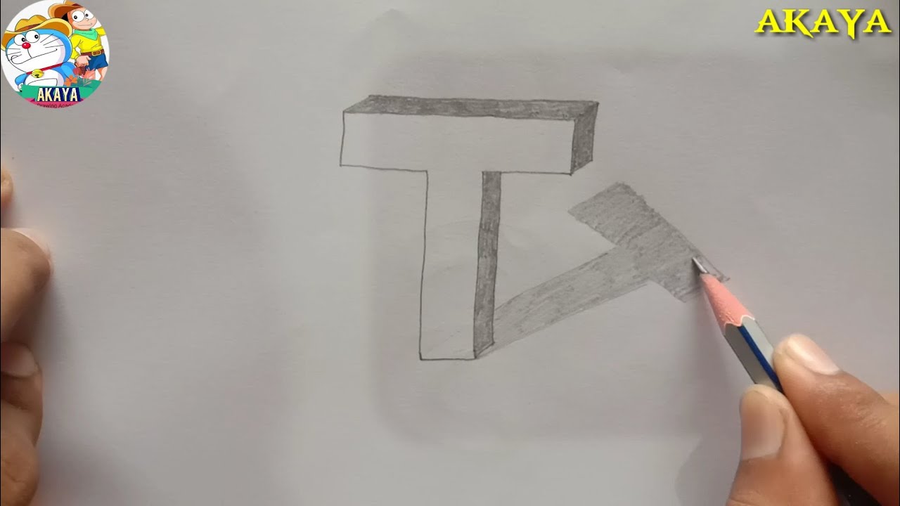 How to draw 3D "T" alphabet (3D letters)drawing/easy way to draw/step ...